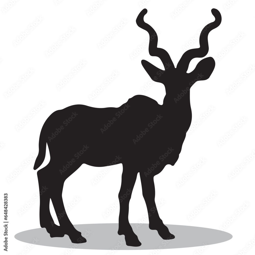 Vetor de Kudu Silhouette, cute Kudu Vector Silhouette, Cute Kudu ...