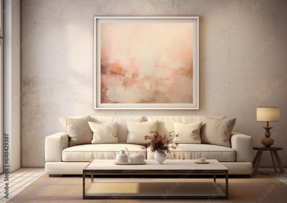 beautiful interior design furniture with mockup poster artwork with ...