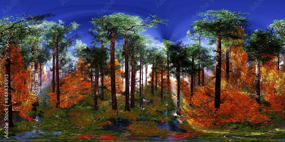 Autumn landscape, autumn trees, HDRI,Panorama of the autumn landscape ...