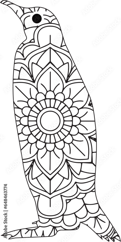 Penguin Coloring page for adut,Coloring Page. Coloring Book. Colouring ...