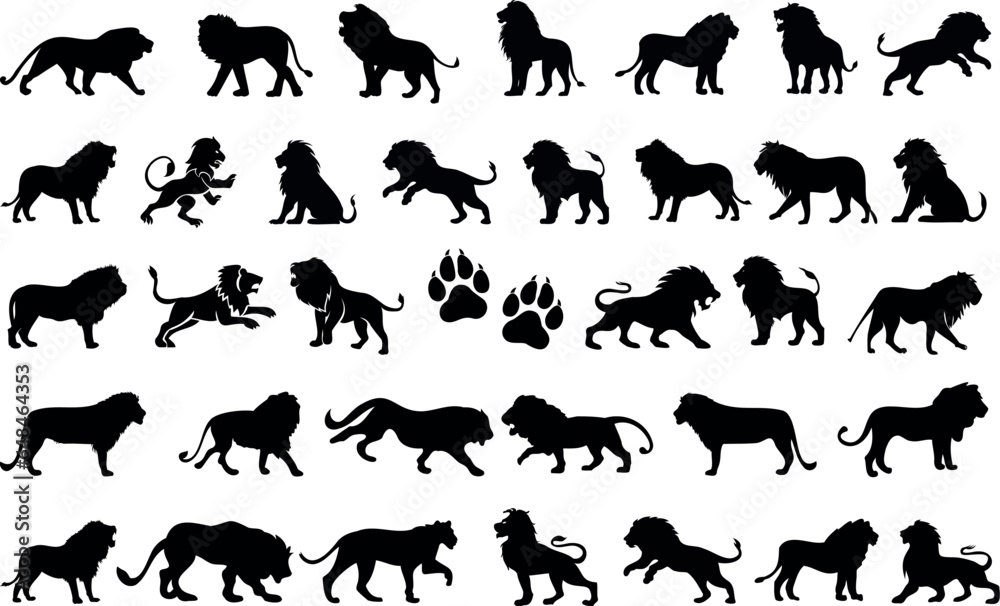 Roaring Lion Silhouette vector Collection the king of the jungle in ...