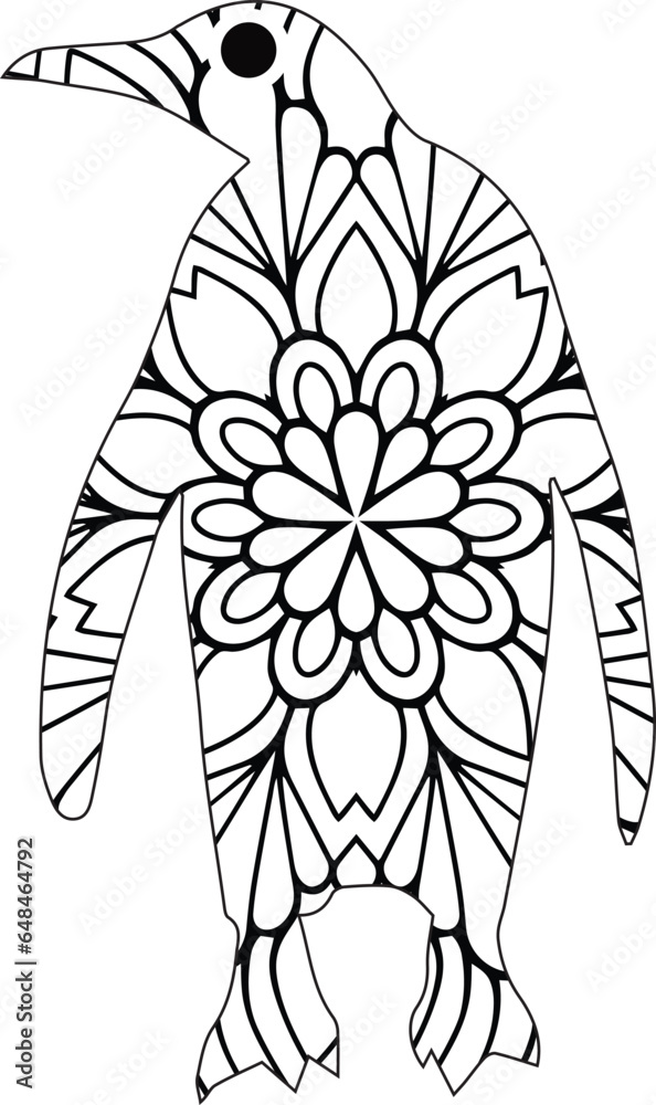 Penguin Coloring page for adut,Coloring Page. Coloring Book. Colouring ...