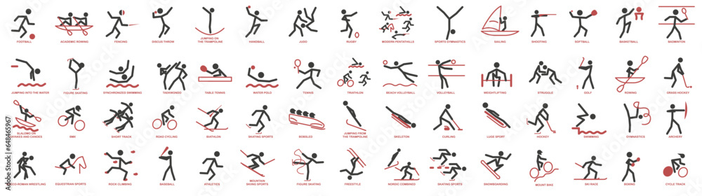 Summer and winter sports icons. Vector isolated pictograms with the ...