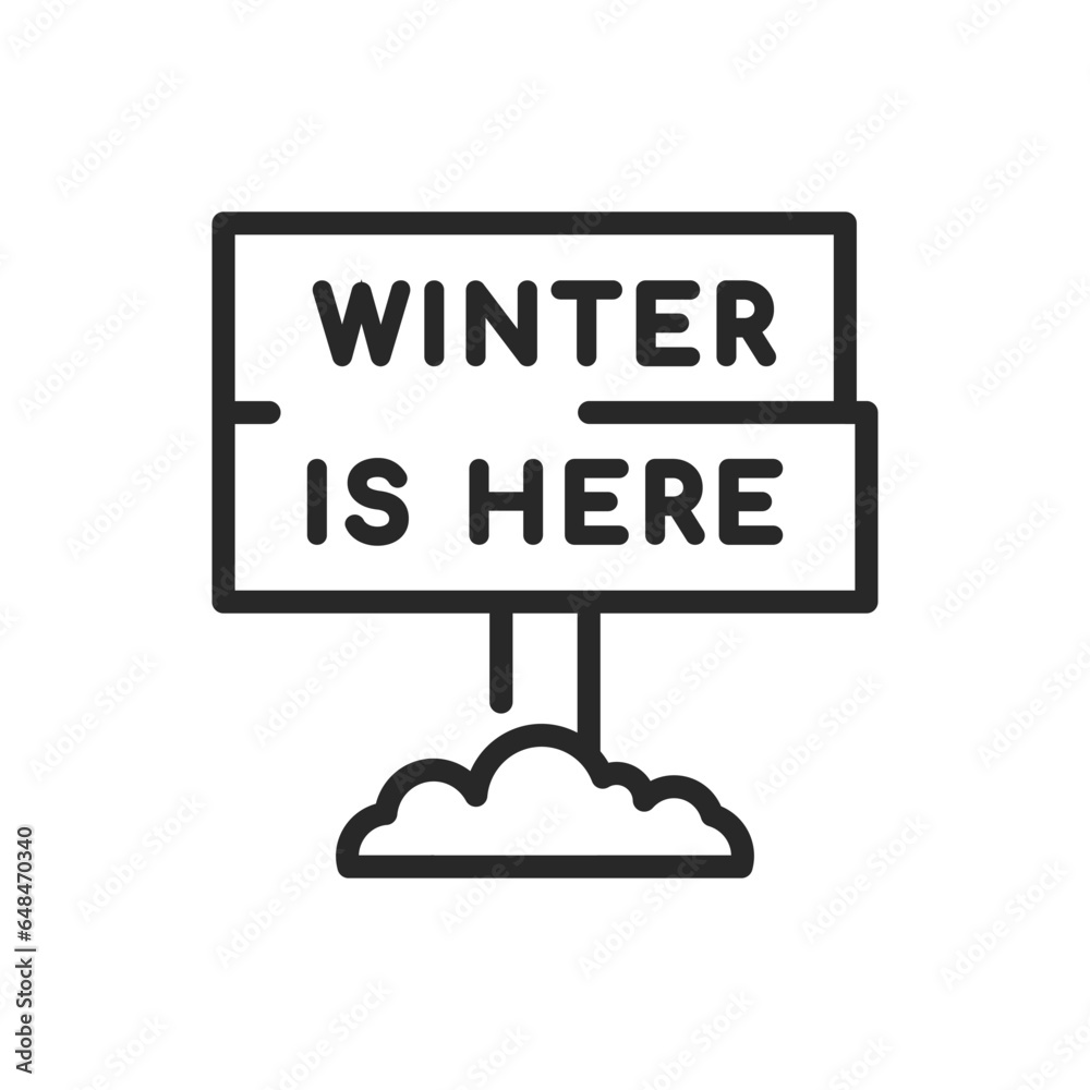 Winter Wooden Sign Icon. Vector Outline Editable Wooden Sign in the ...