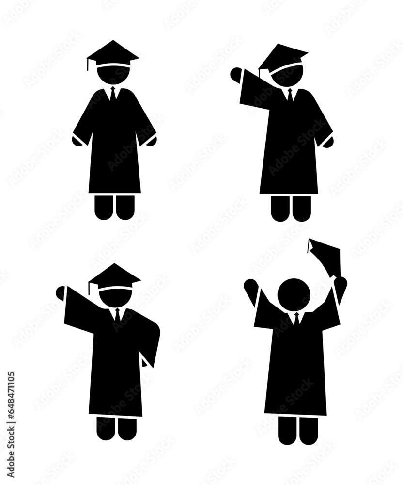 stick figure and stickman vector silhouette illstration, Graduate ...