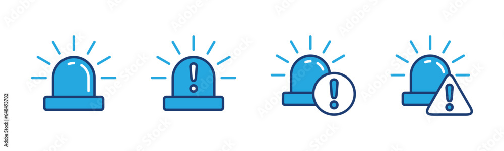 Emergency siren flashing icons. Important message or alert, ambulance ...