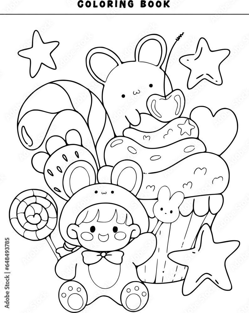 coloring page for kids Kawaii colouring page anime cartoon character ...