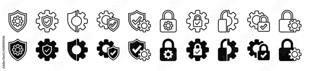 Security settings thin line icons. Safety, secure, protection icon ...