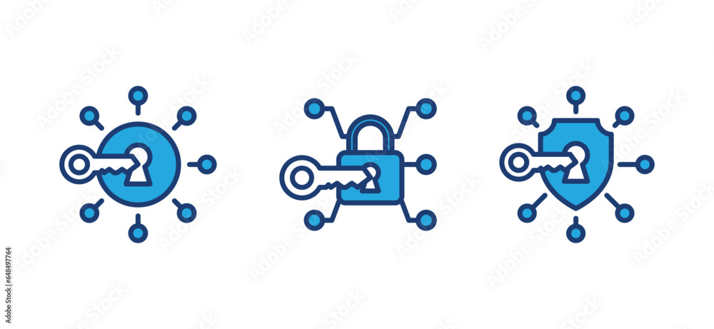 Encryption protection icons. Cyber security, internet and network ...