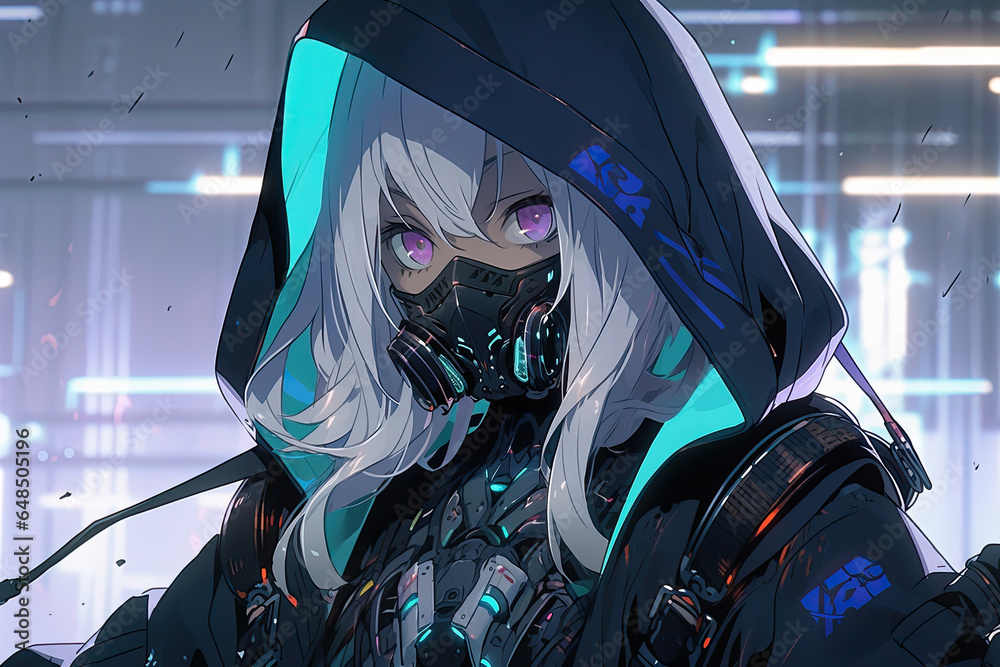 Futuristic Ninja Anime Girl With Hightech Stealth Abilities Stock ...