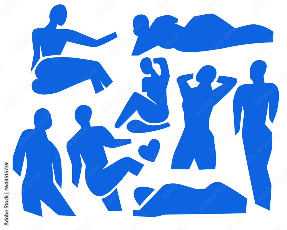 Women cut out figures set,contemporary silhouette shapes,hand drawn ...