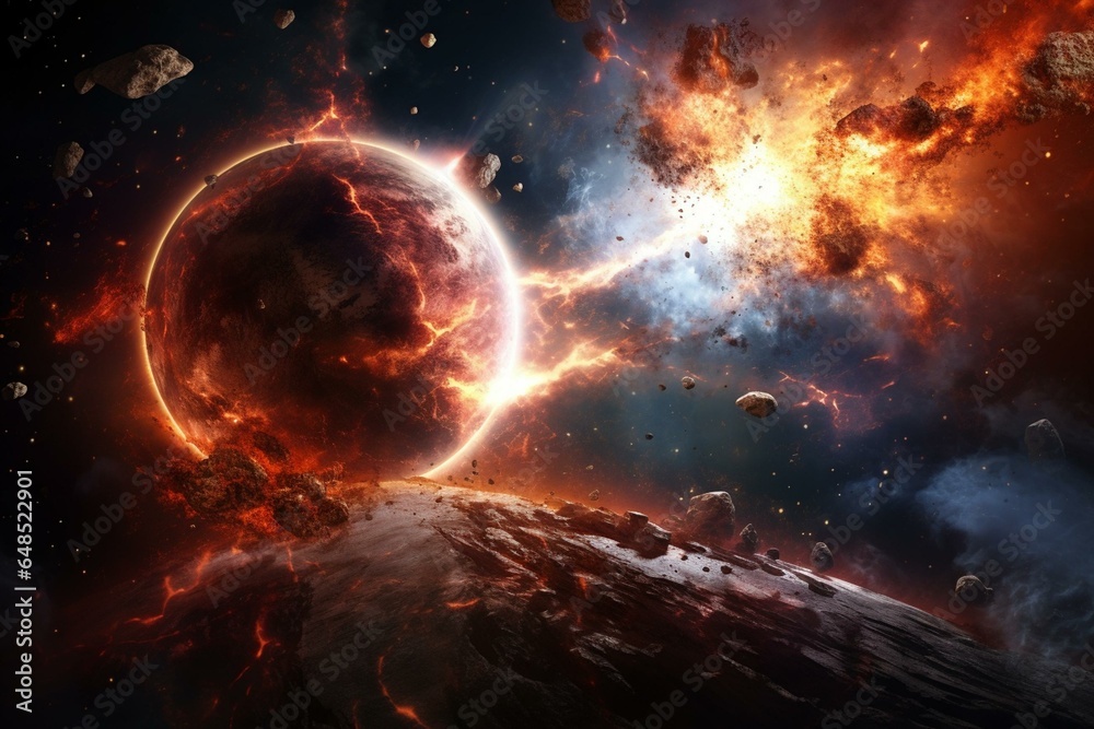 The collision of two planets results in a powerful explosion known as a ...