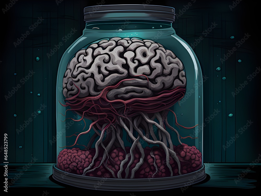 jar with human brain inside Stock Illustration | Adobe Stock