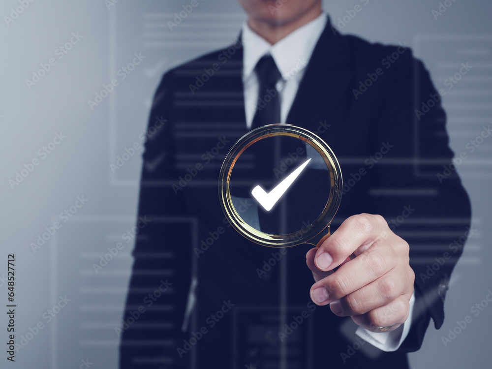 check mark Business verification, business people searching for quality ...