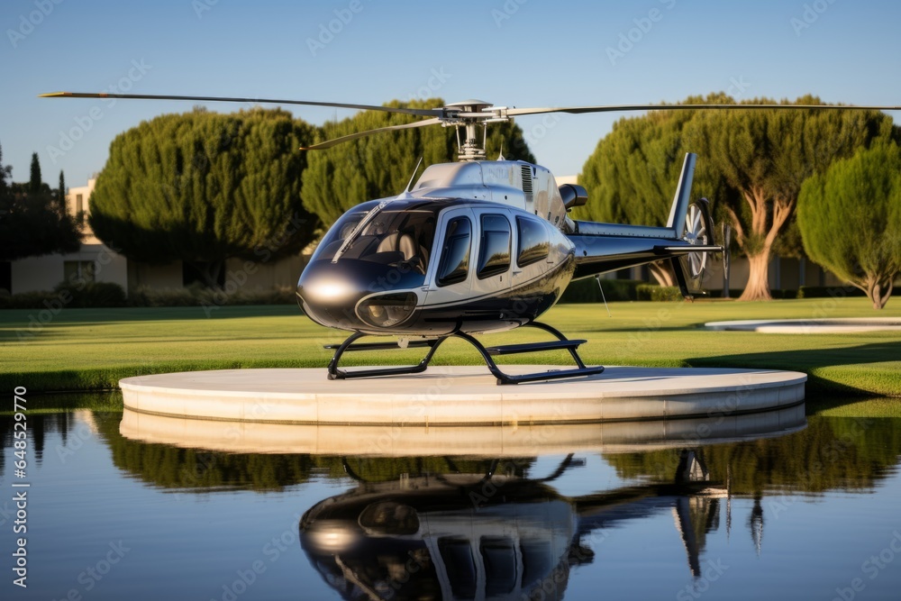 Luxury luxurious business helicopter private heli chopper on landing ...