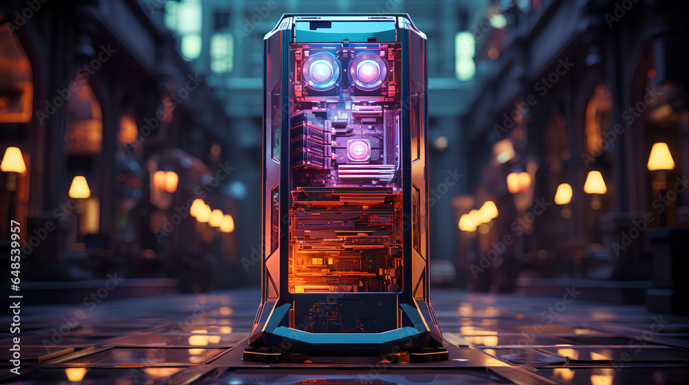 Powerful Personal Computer Gamer Rig with First-Person Shooter Game on ...