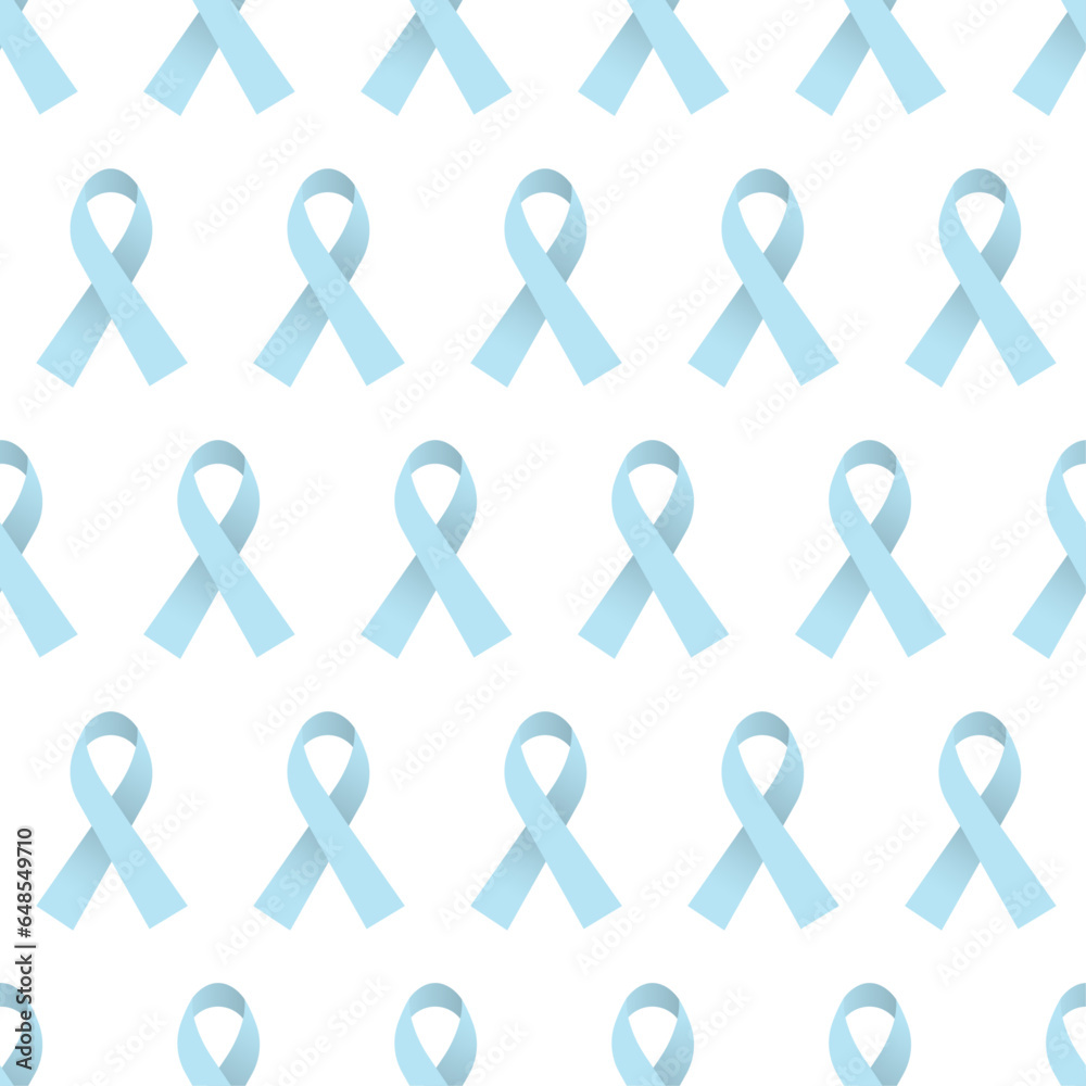 3D Light Blue Awareness Ribbon Seamless Pattern isolated on white ...