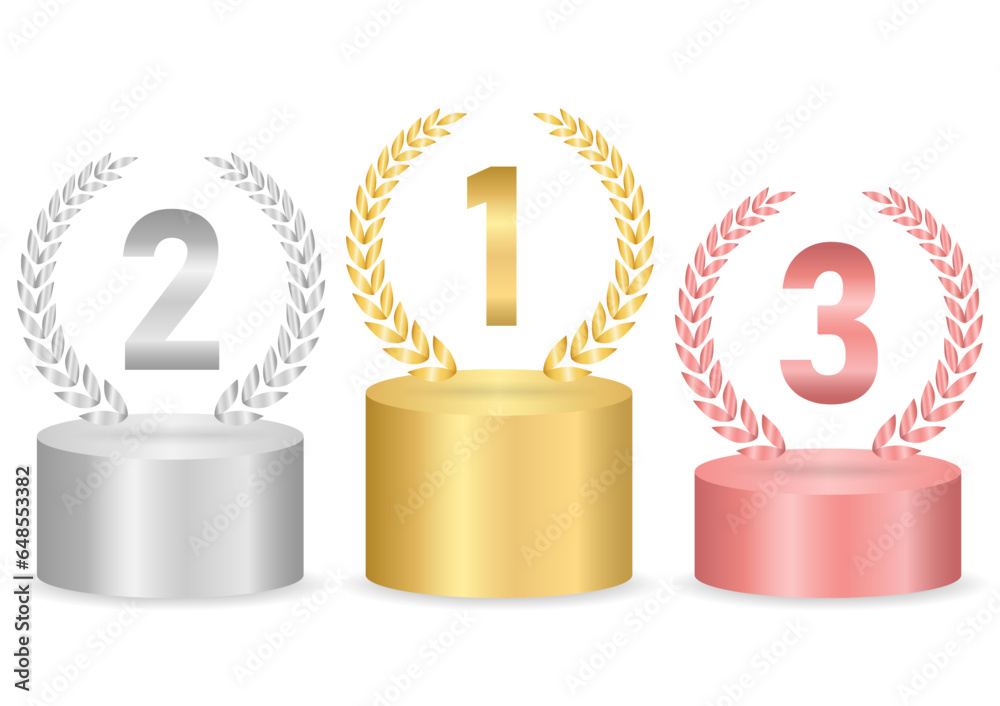 Stage Podium or Award Winners Podium with Ranking for First, Second and ...