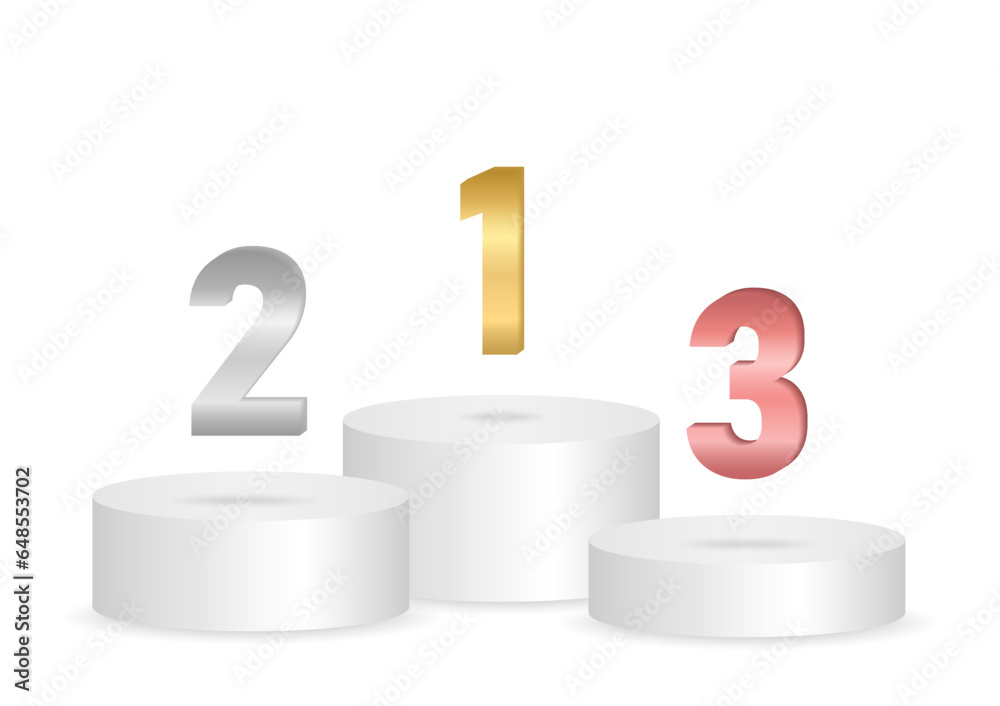 Stage Podium or Award Winners Podium with Ranking for First, Second and ...