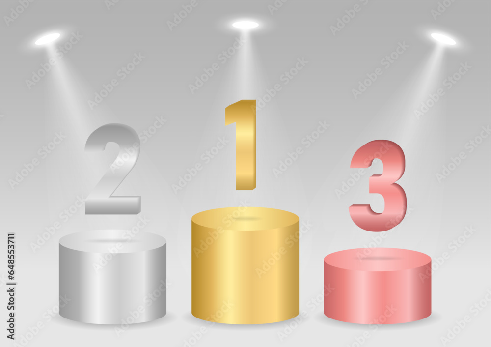 Stage Podium or Award Winners Podium with Ranking for First, Second and ...