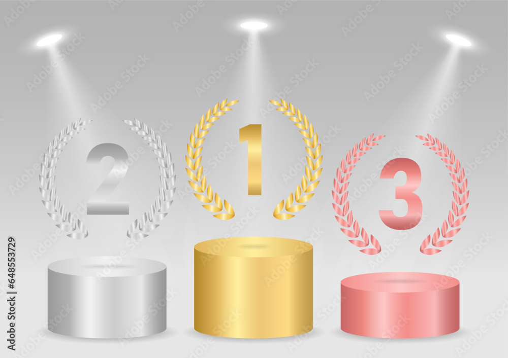 Stage Podium or Award Winners Podium with Ranking for First, Second and ...