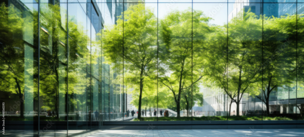 Modern building reflects nature and eco-friendly building in the city ...