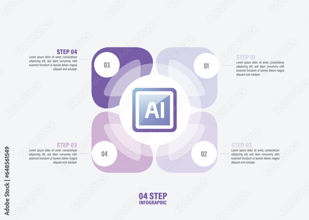 Vetor de Artificial Intelligence Infographic 10, 8, 6, 4, 2 steps circle design. Machine ...