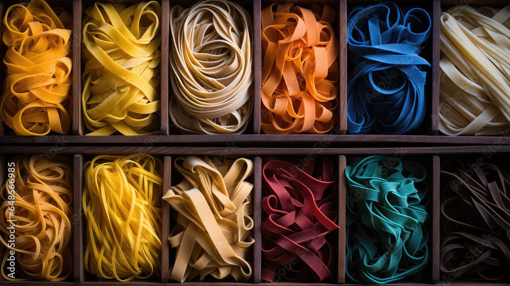 Top view of the different textures of dry pasta products. Wallpaper ...