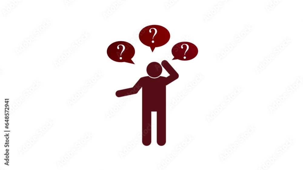 pictogram of a man with question mark talk bubbles, this man character ...