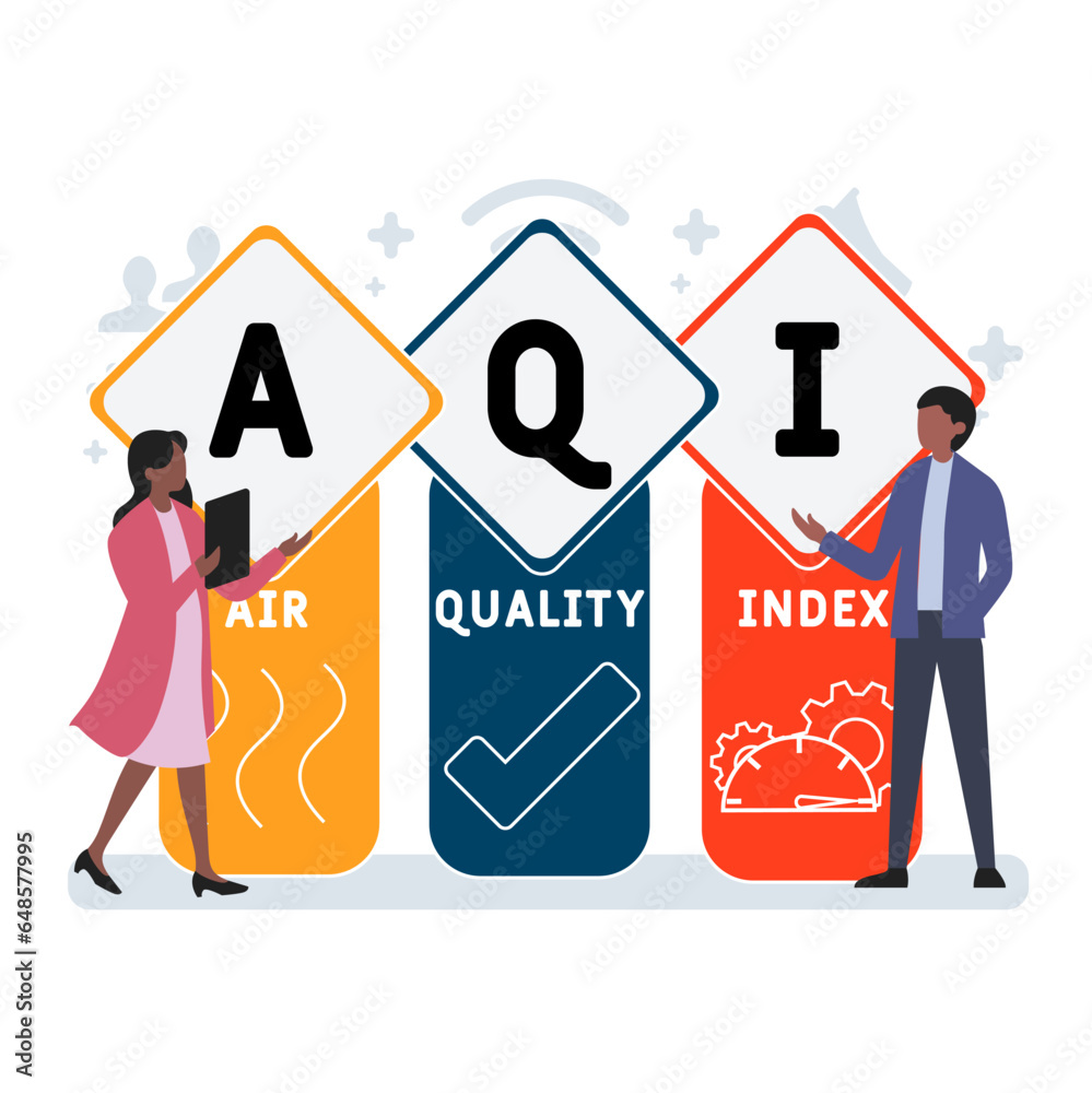 AQI - air quality index acronym. business concept background. vector ...