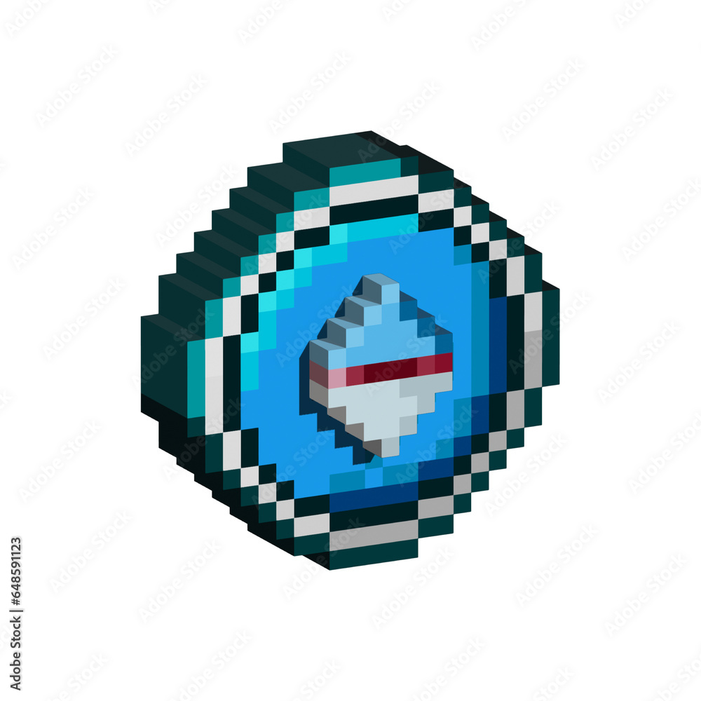 Isometric Pixel art 3d of compas for items asset. simple 3d of compas ...