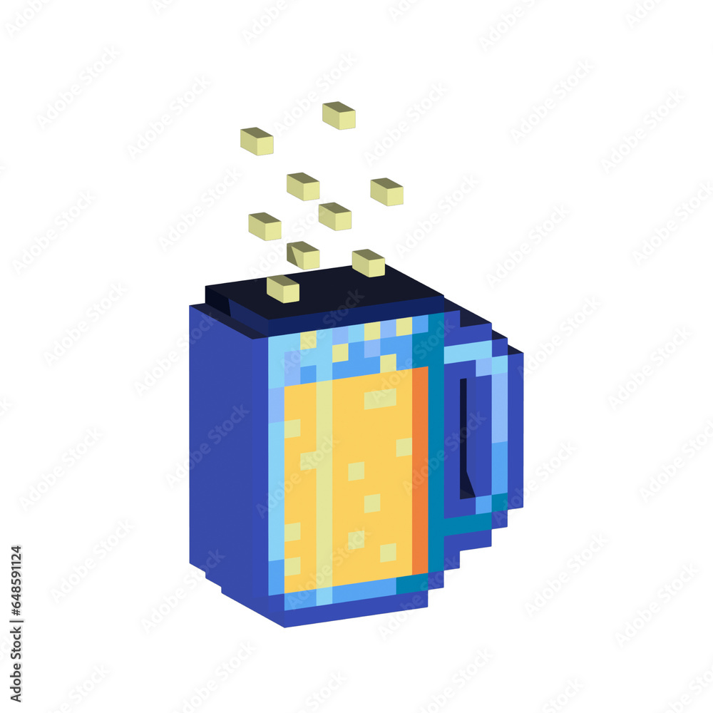 Isometric Pixel art 3d of beer drink for items asset. simple 3d of beer ...