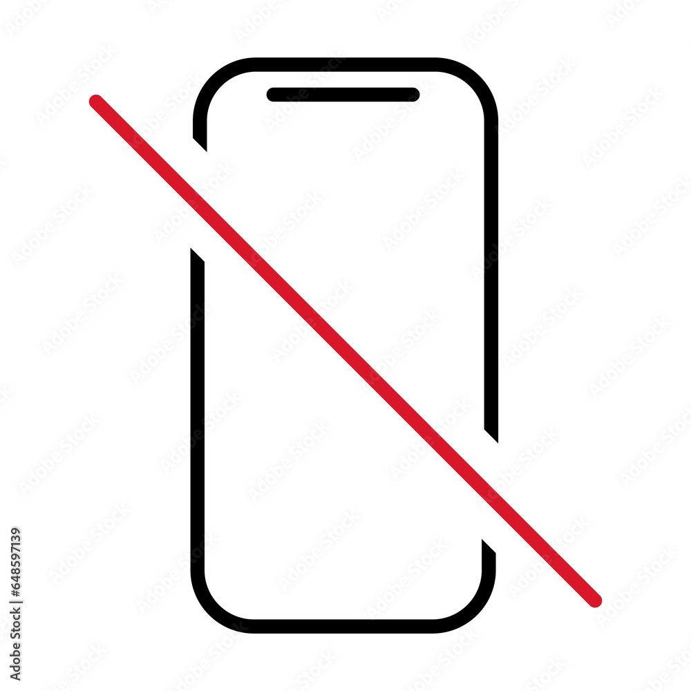 Mobile forbidden icon, no use phone sign, ban smartphone label vector ...