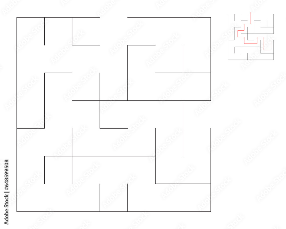 Square maze, logic game with labyrinths. maze game. A maze with answers ...