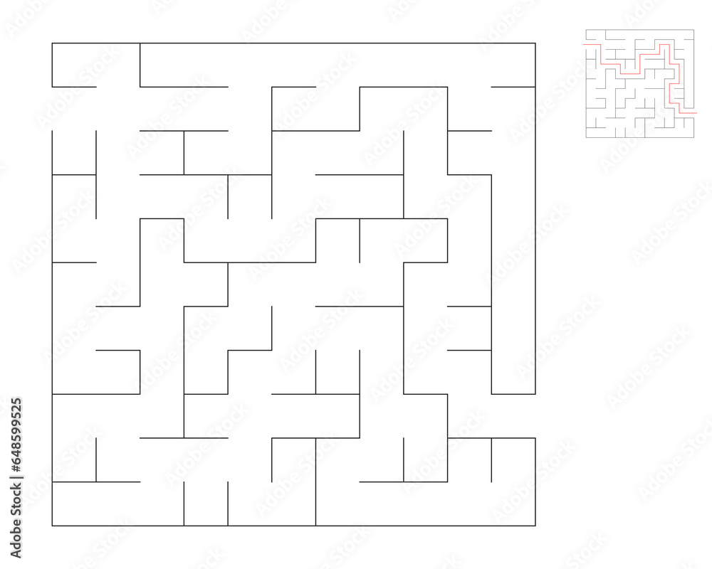 Square maze, logic game with labyrinths. maze game. A maze with answers ...