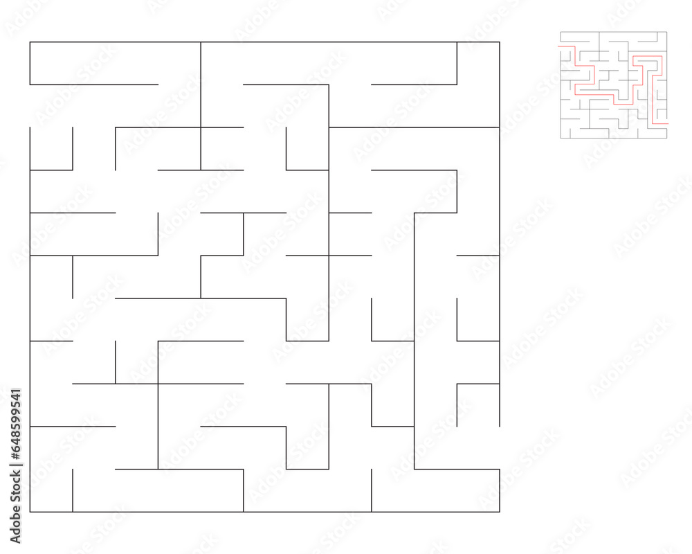 Square maze, logic game with labyrinths. maze game. A maze with answers ...