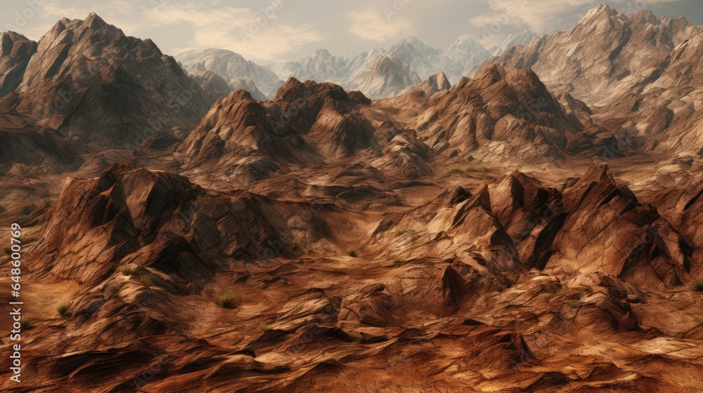 Rugged mountain terrain texture background, showcasing jagged peaks and ...