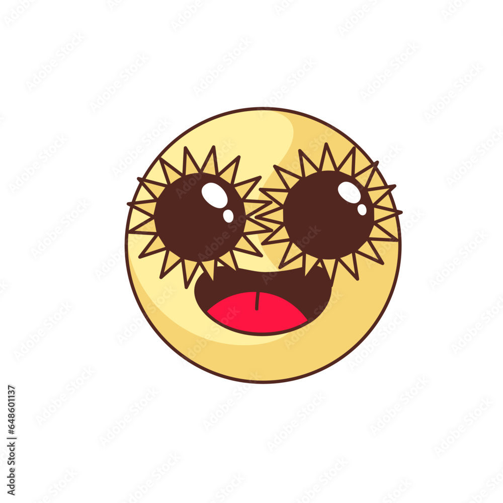 Groovy trippy emoji character vector illustration. Cartoon isolated ...