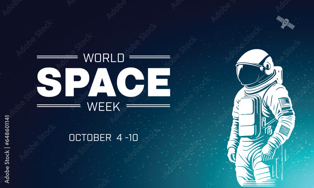 World Space Week design with an astronaut in space. Vector illustration ...