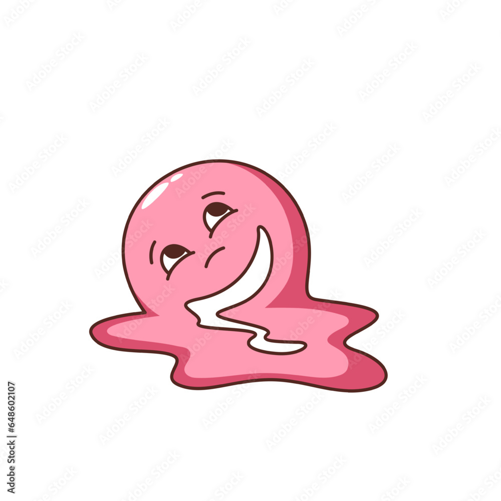 Groovy crazy emoji melts vector illustration. Cartoon isolated ...