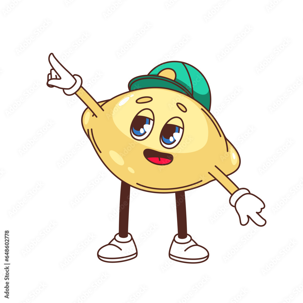 Groovy lemon character vector illustration. Cartoon isolated cute ...