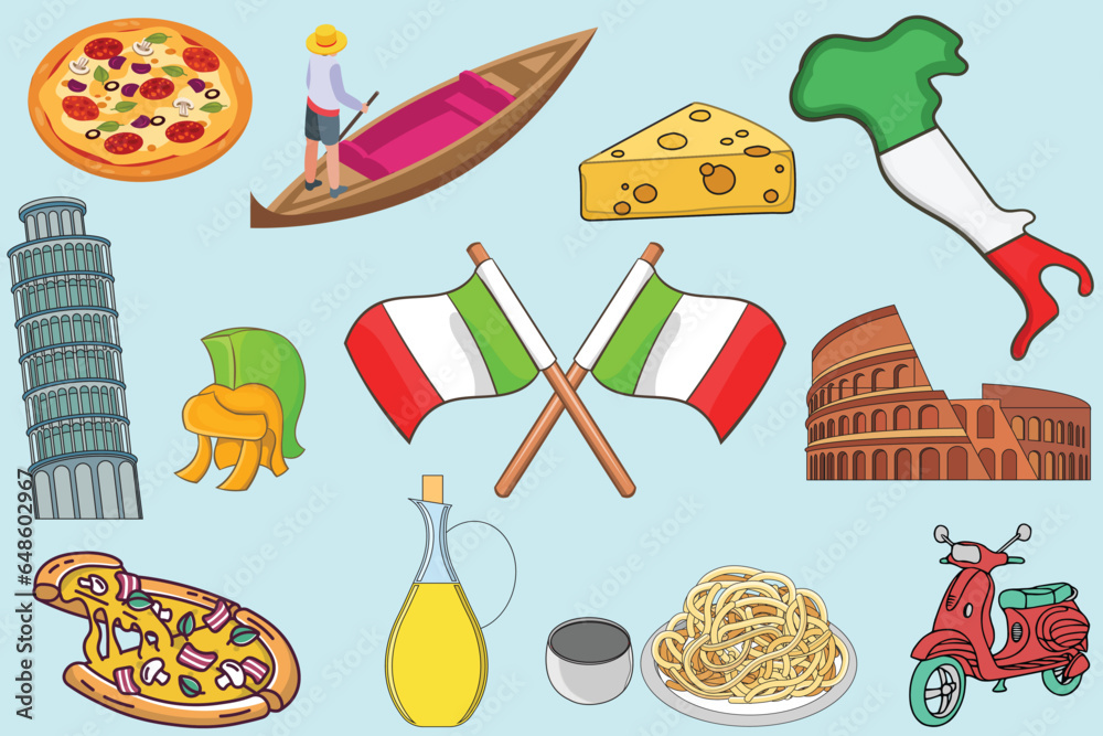 Italy Background with Italian Flag and Map for Italy National Day Set ...