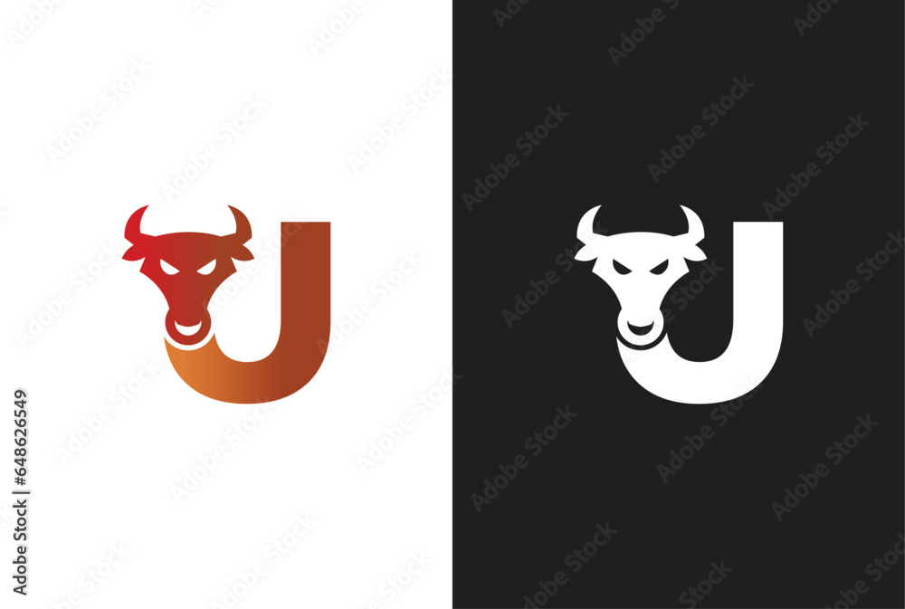 Initial letter U bull logo design. Bull logo design for your company ...