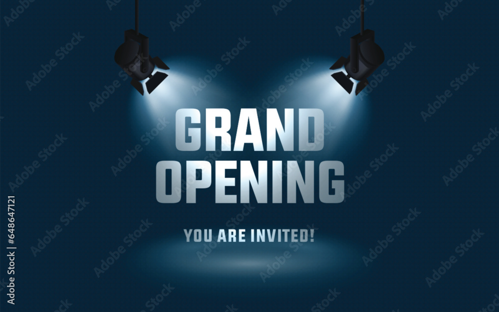 Grand opening in stage spotlight on dark background vector scene ...