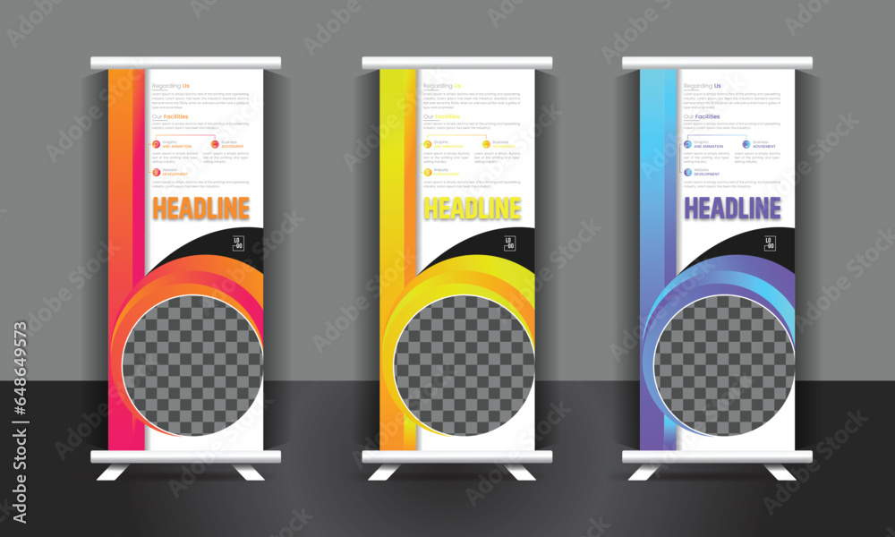 Corporate Business stand banner, editable roll up banner vector ...