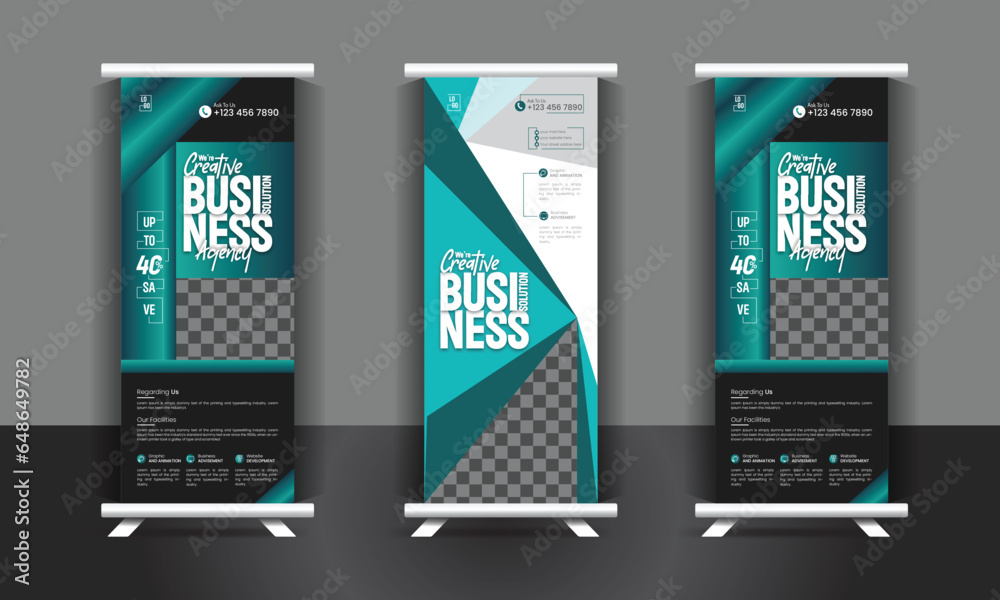 Creative business agency roll up banner design or pull up banner ...