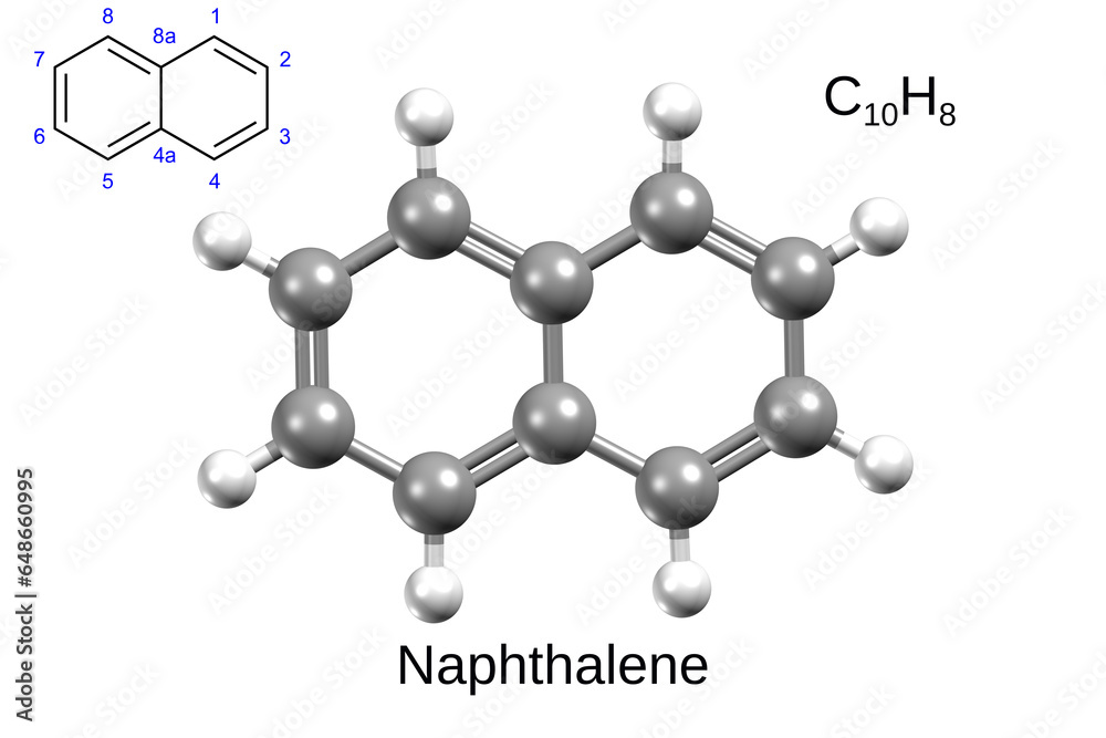 Chemical formula, structural formula and 3D ball-and-stick model of ...