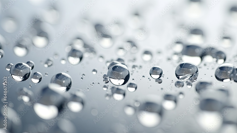 crystal-clear raindrops suspended in the air against a pure white ...