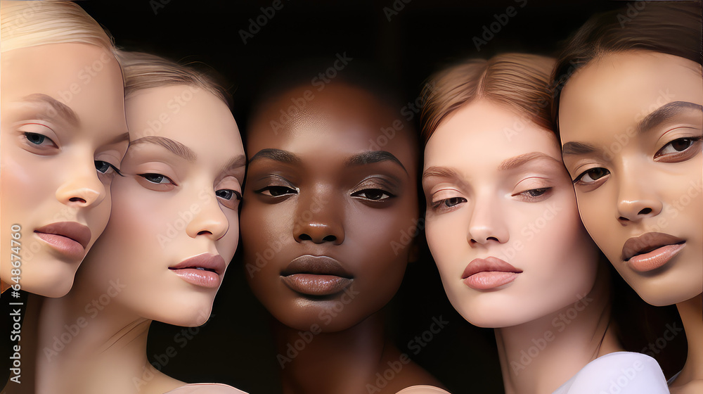 Portrait of a group of women of different ethnicities with different ...