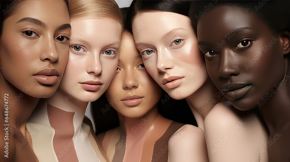 Portrait of a group of women of different ethnicities with different ...